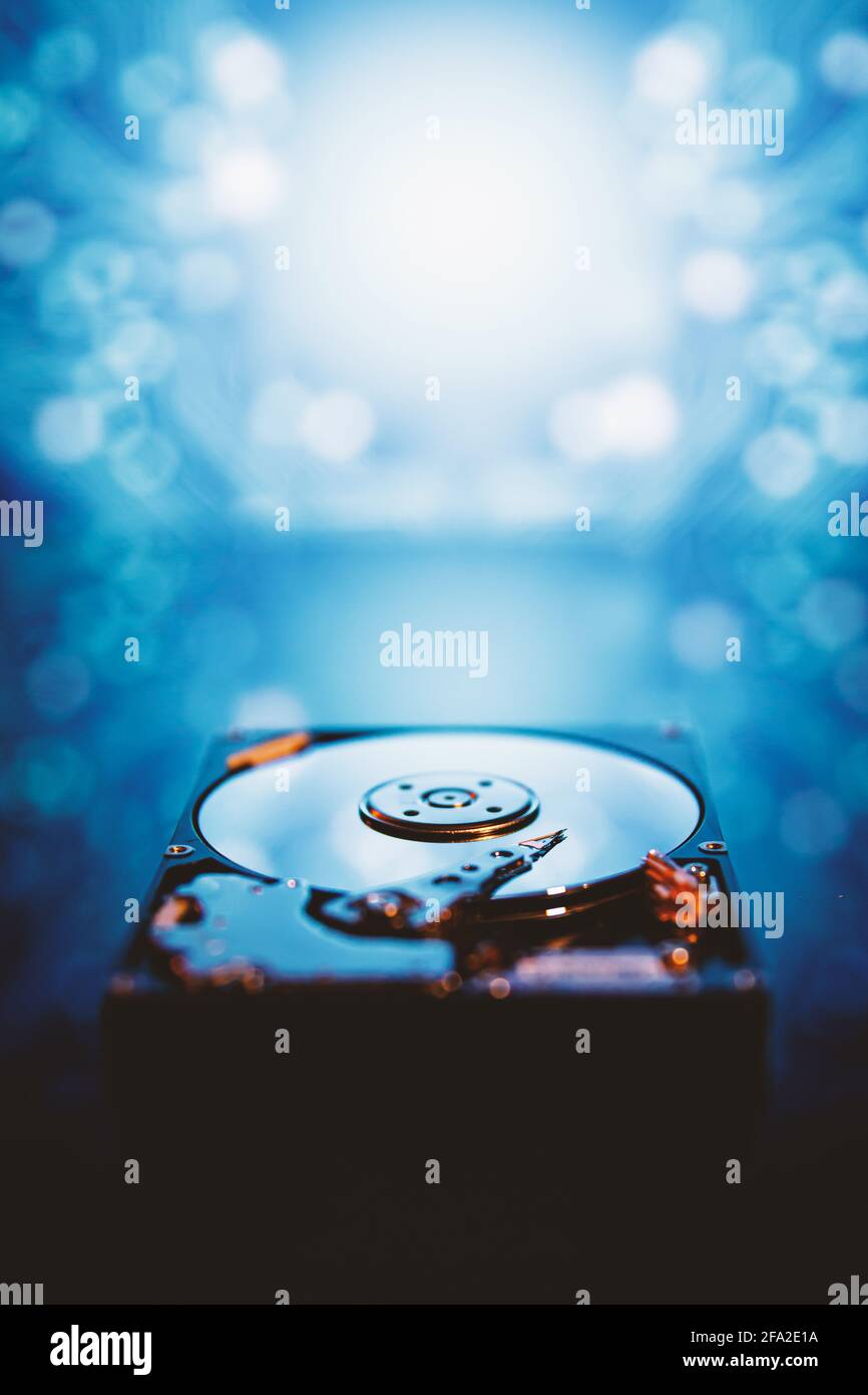 The abstract image of inside of hard disk drive. The concept of data ...