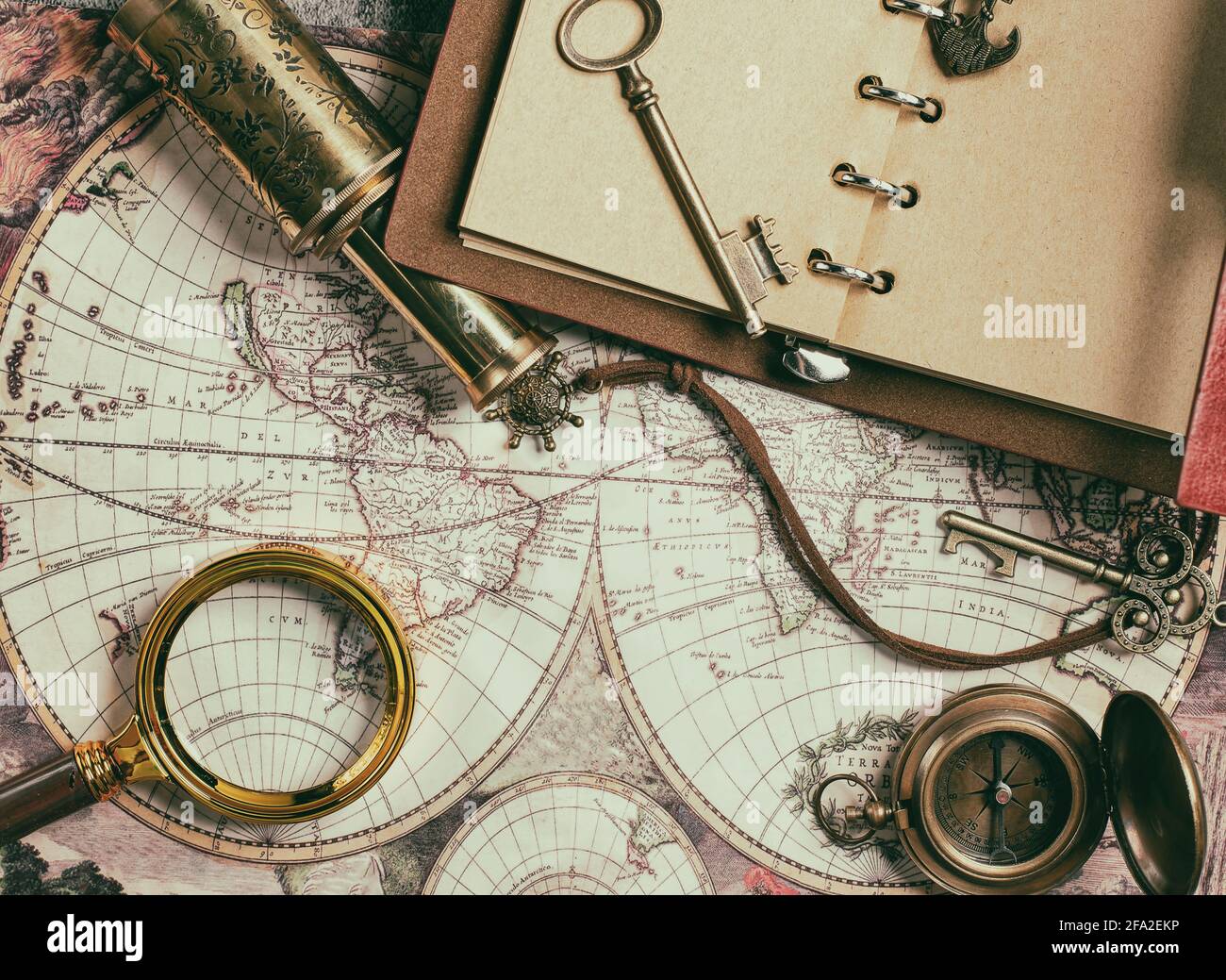 Retro travel navigation objects and concept Stock Photo - Alamy