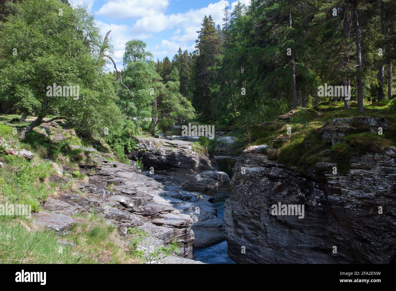 River Dee flowing through ravine, The Linn of Dee, Braemar, Scotland ...