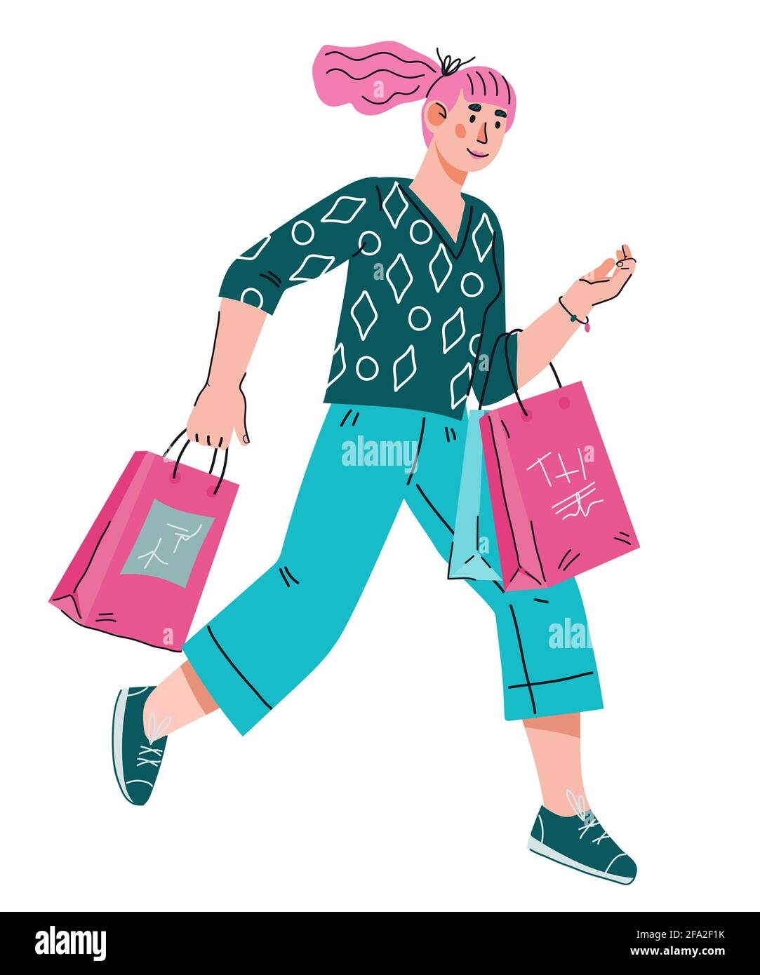 Woman rushing store Stock Vector Images - Alamy