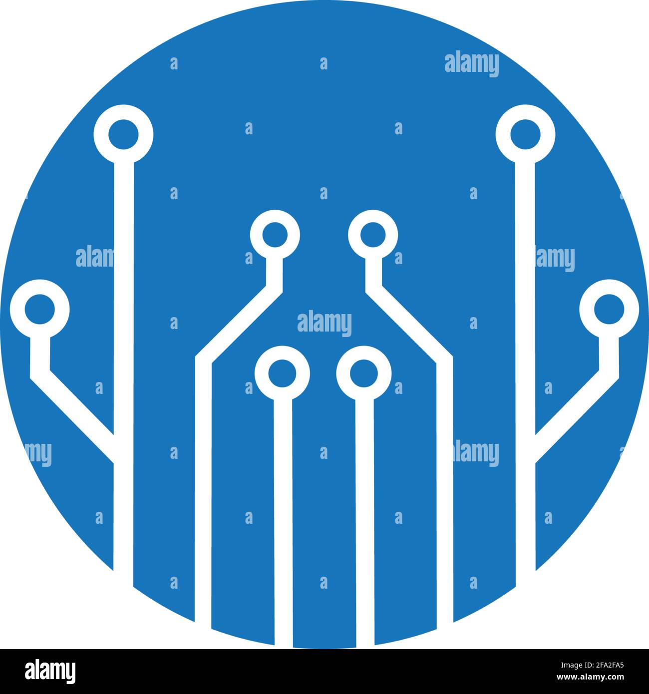 circuit board in the circle icon.technology logo design template symbol ...