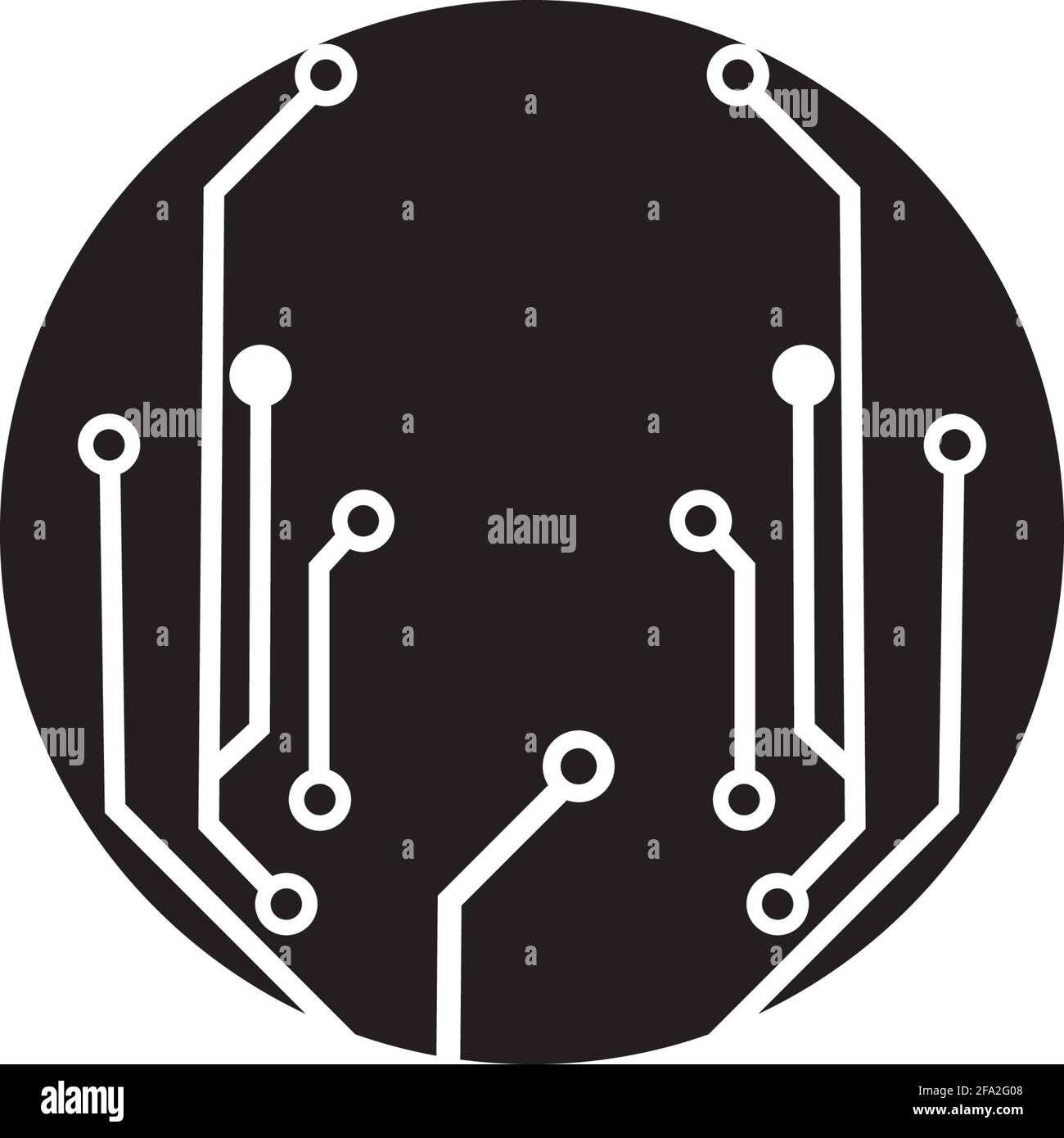 circuit board in the circle icon.technology logo design template symbol icon vector-vector Stock ...
