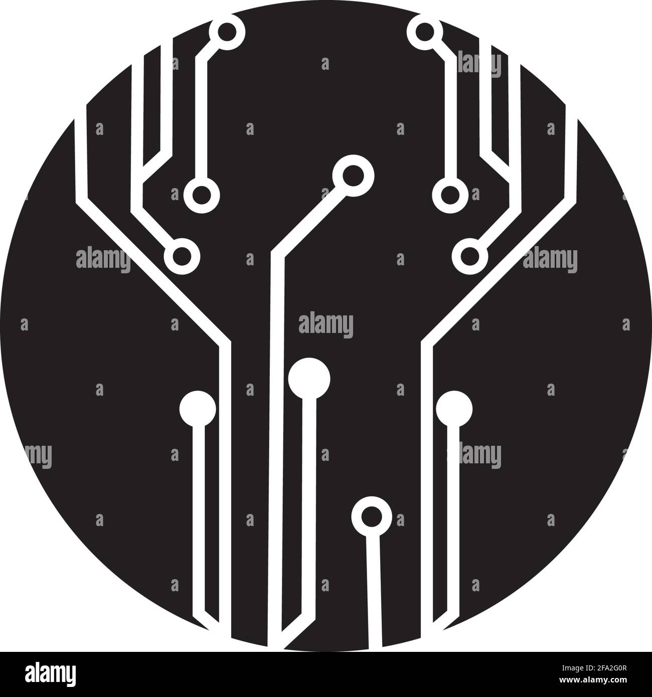 circuit board in the circle icon.technology logo design template symbol ...