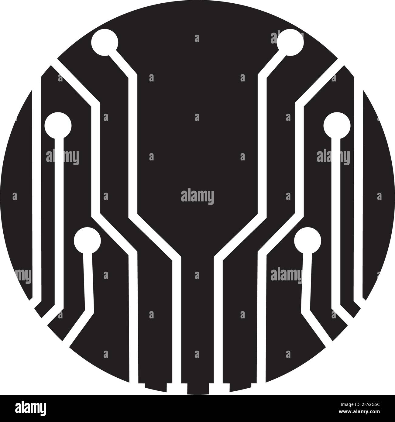 circuit board in the circle icon.technology logo design template symbol ...