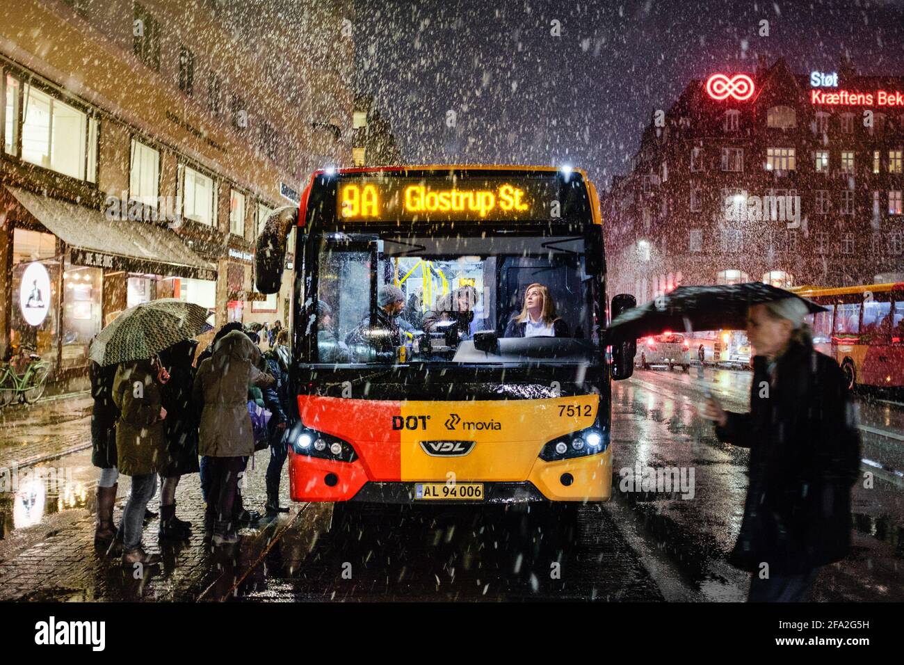 Copenhagen, Denmark 23 February 2017. VDL bus 9A to Glostrup operated ...