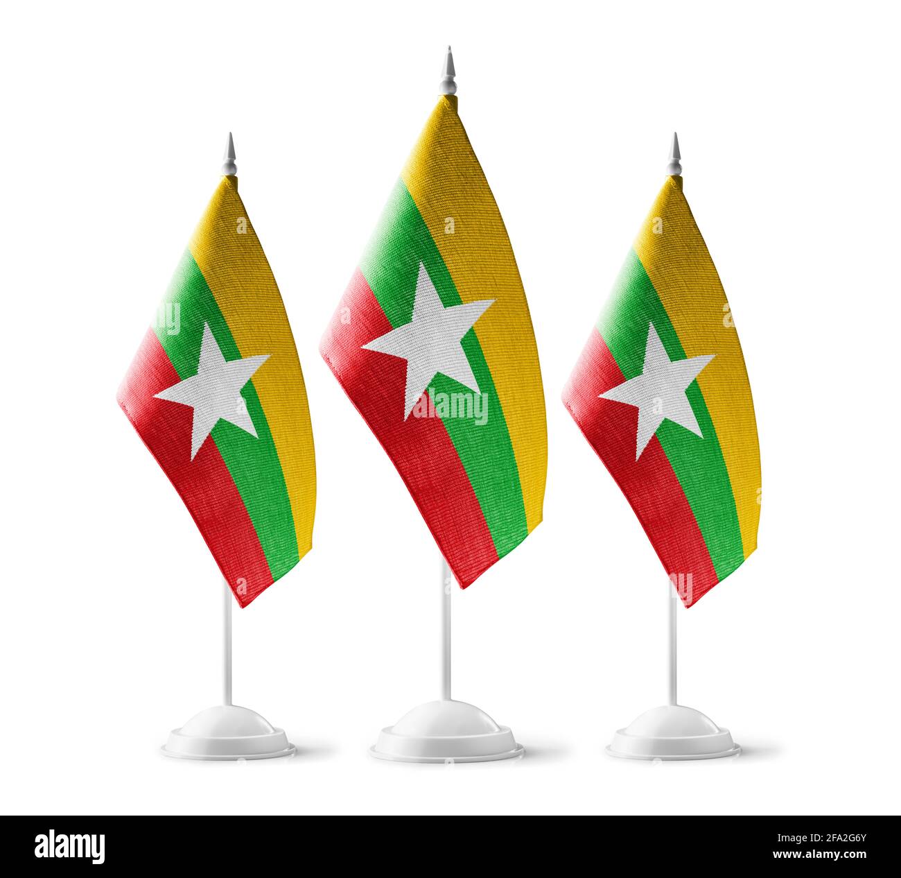 Small national flags of the Myanmar on a white background Stock Photo ...