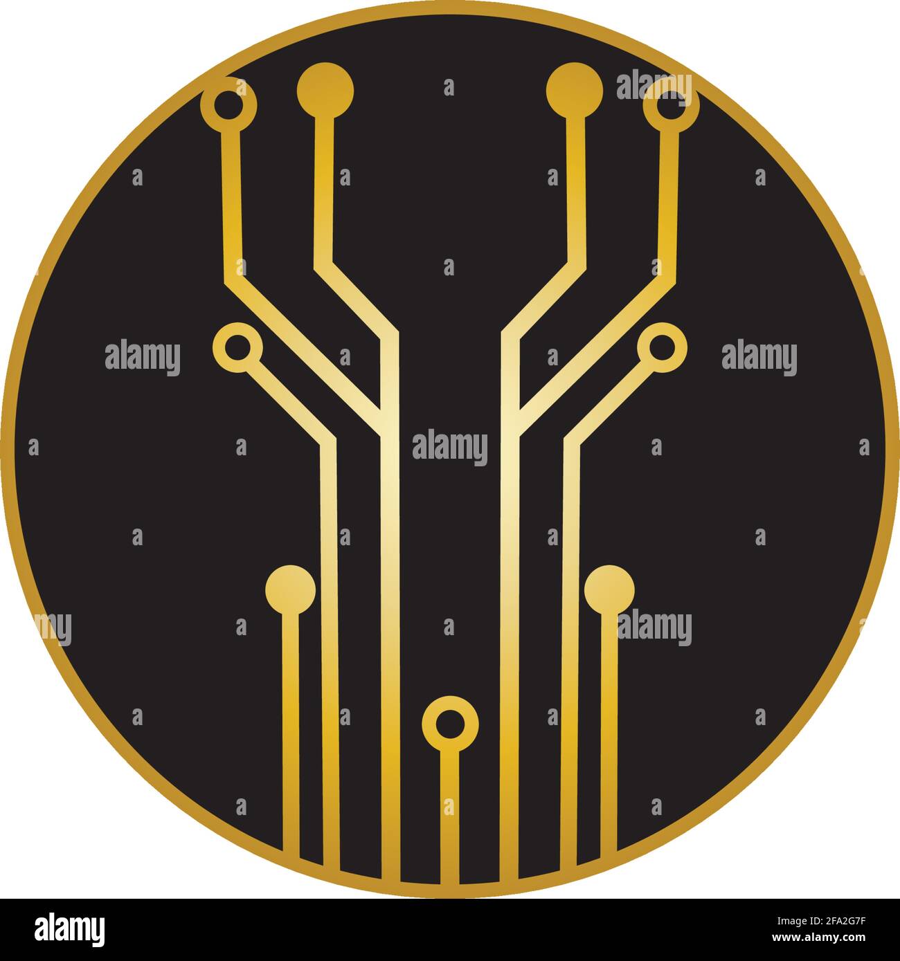 circuit board in the circle icon.technology logo design template symbol icon vector-vector Stock ...