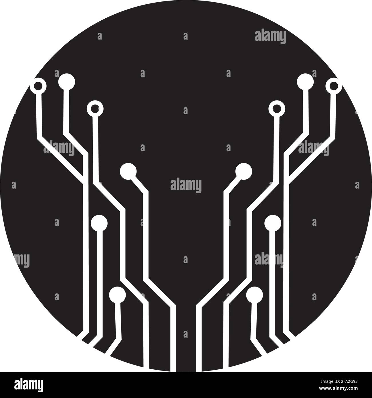 circuit board in the circle icon.technology logo design template symbol ...