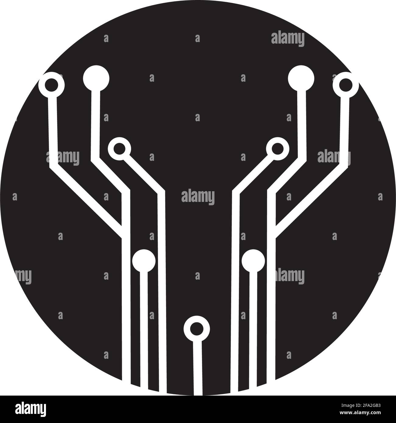 circuit board in the circle icon.technology logo design template symbol ...