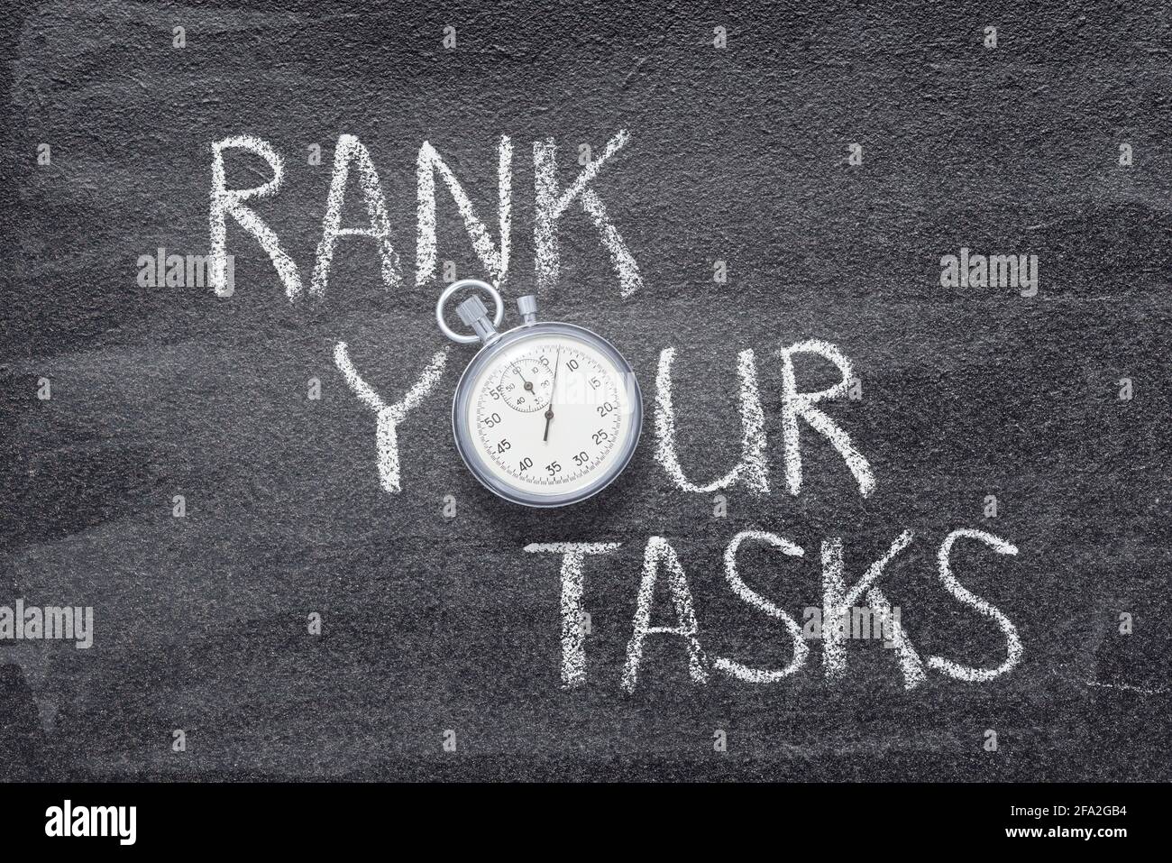 rank your tasks phrase written on chalkboard with vintage precise ...