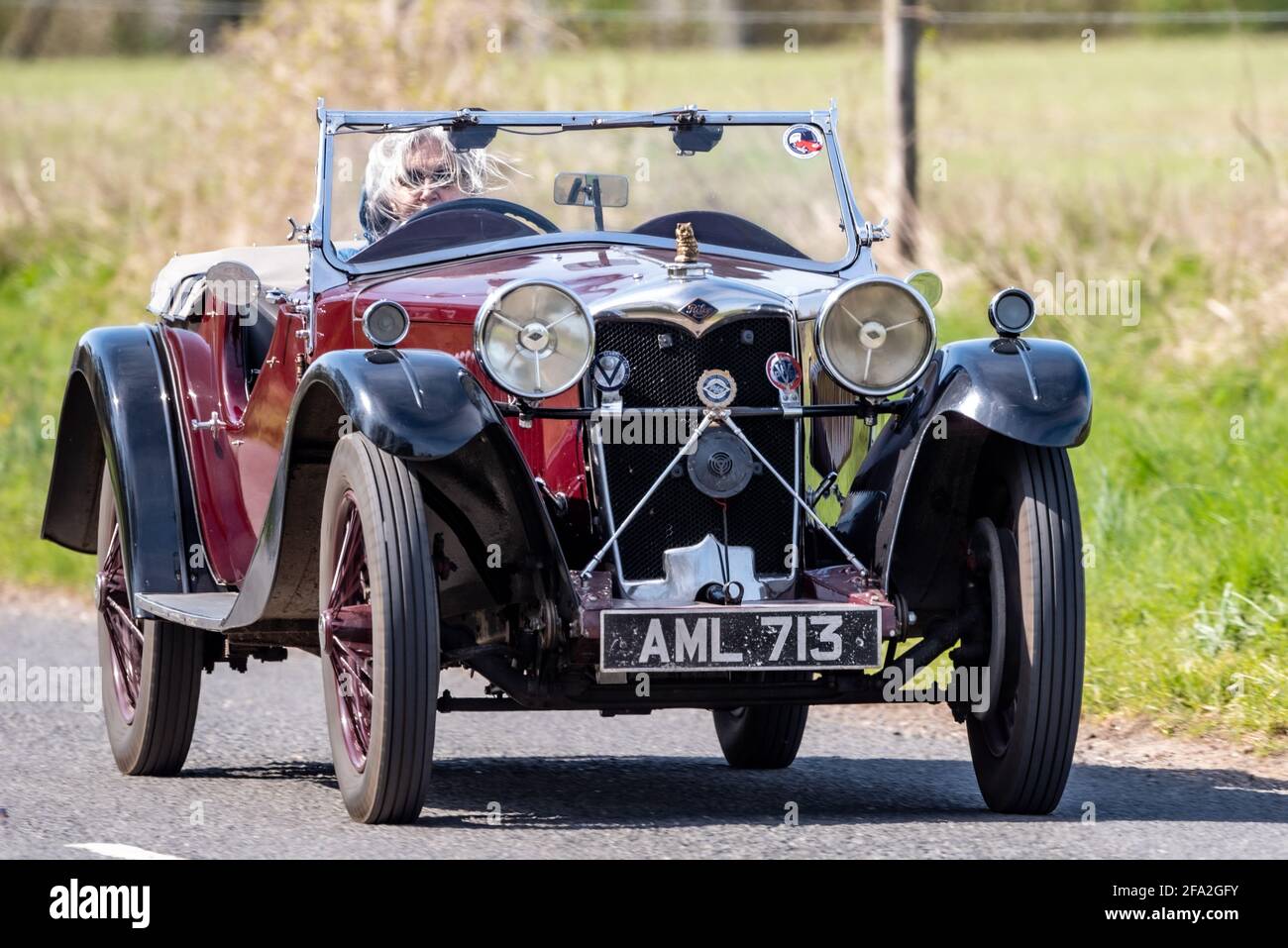 Wind in the hair motoring, lady driving a classic car, Alresford ...