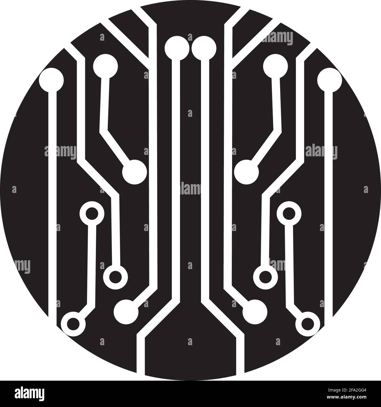 circuit board in the circle icon.technology logo design template symbol icon vector-vector Stock ...