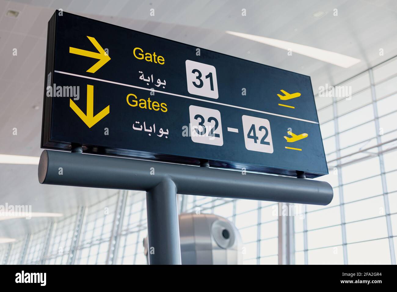 Hurghada, Egypt - July 12, 2017: Gate 31-30 signs in the terminal of ...
