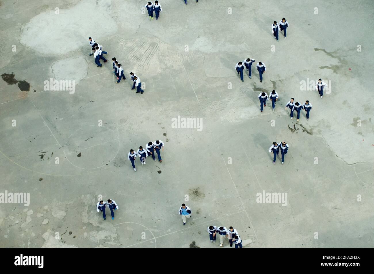 Han Chinese students of the No 11 Middle School in their blue and white ...
