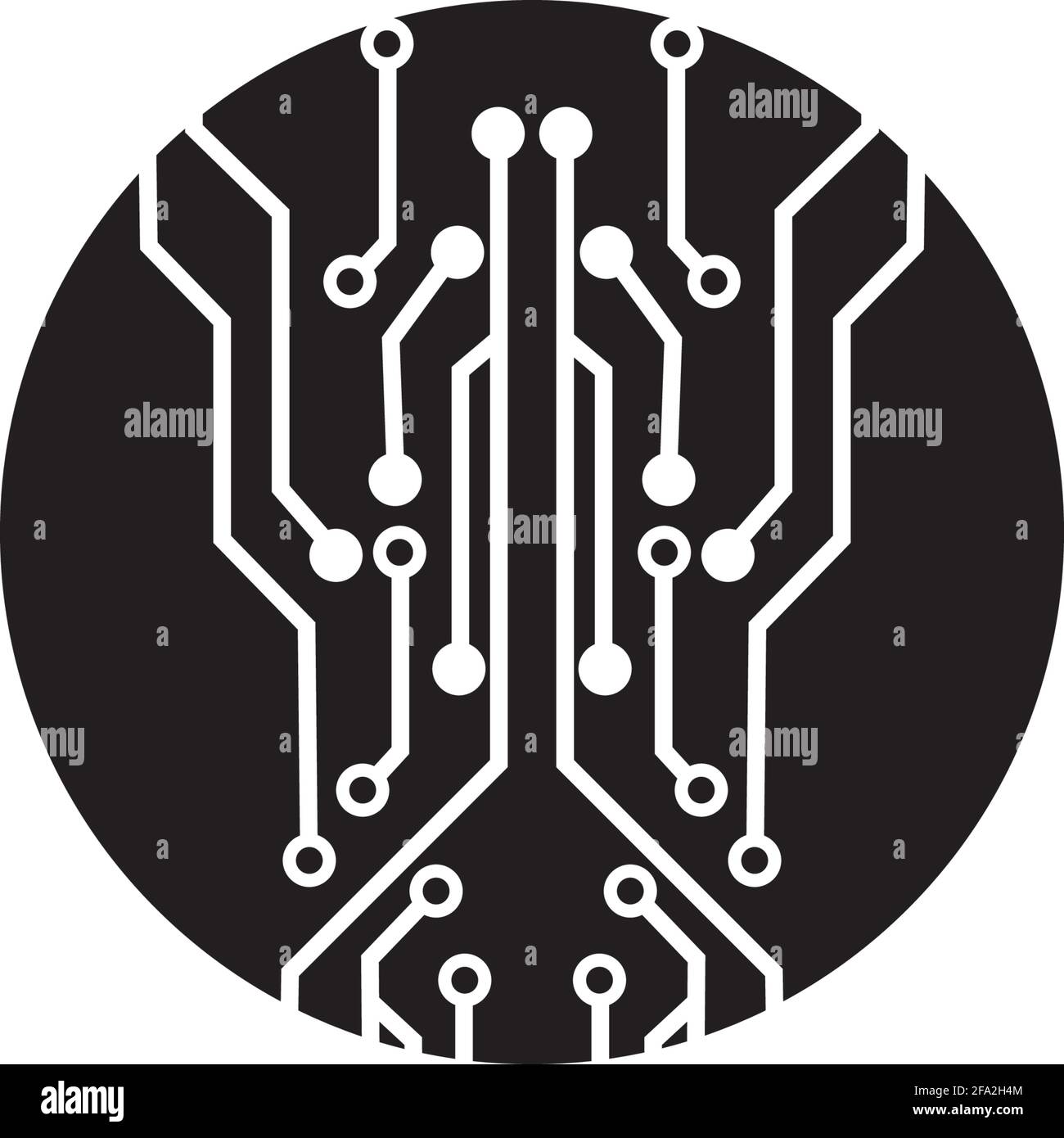 circuit board in the circle icon.technology logo design template symbol ...