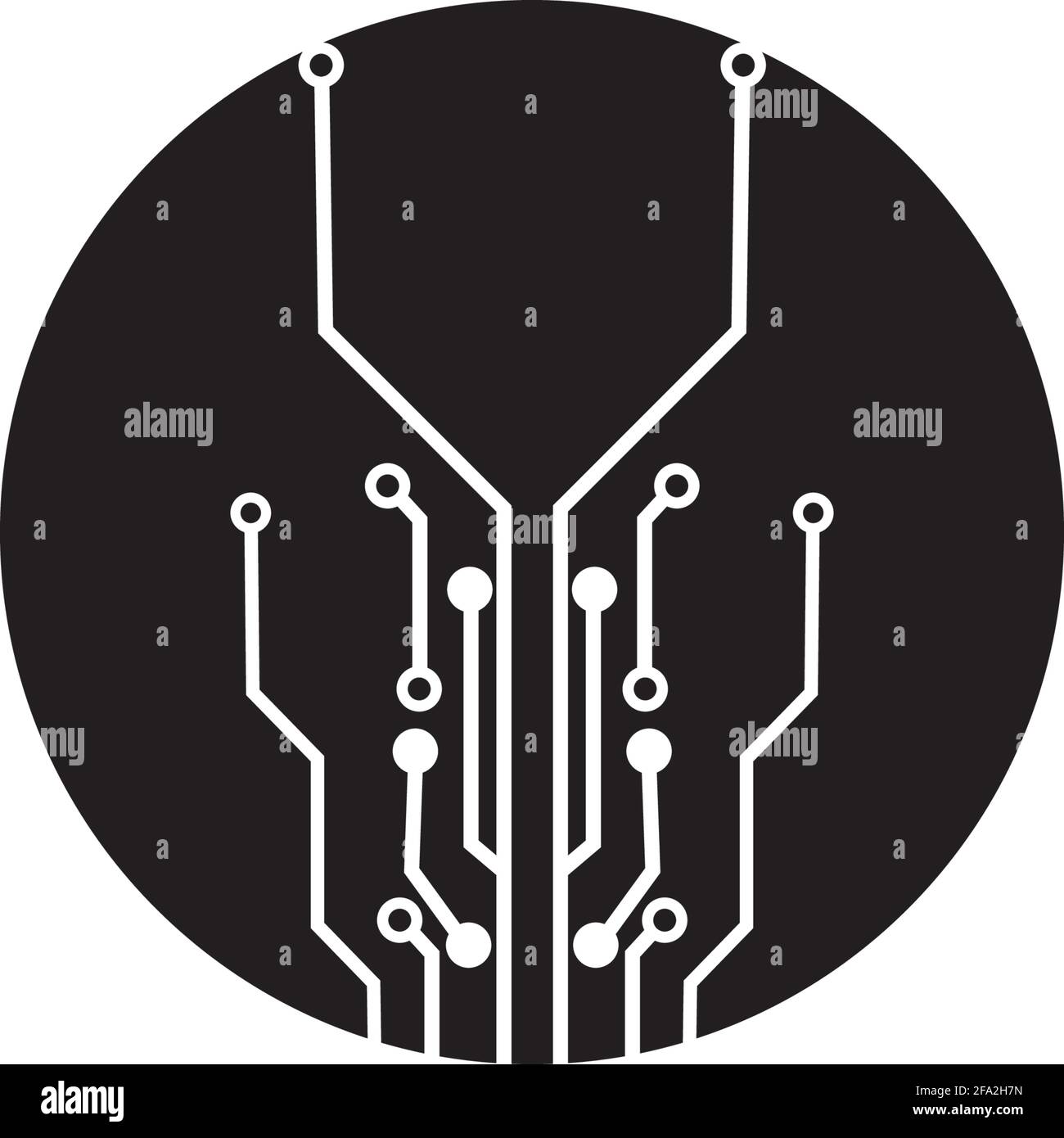 circuit board in the circle icon.technology logo design template symbol ...