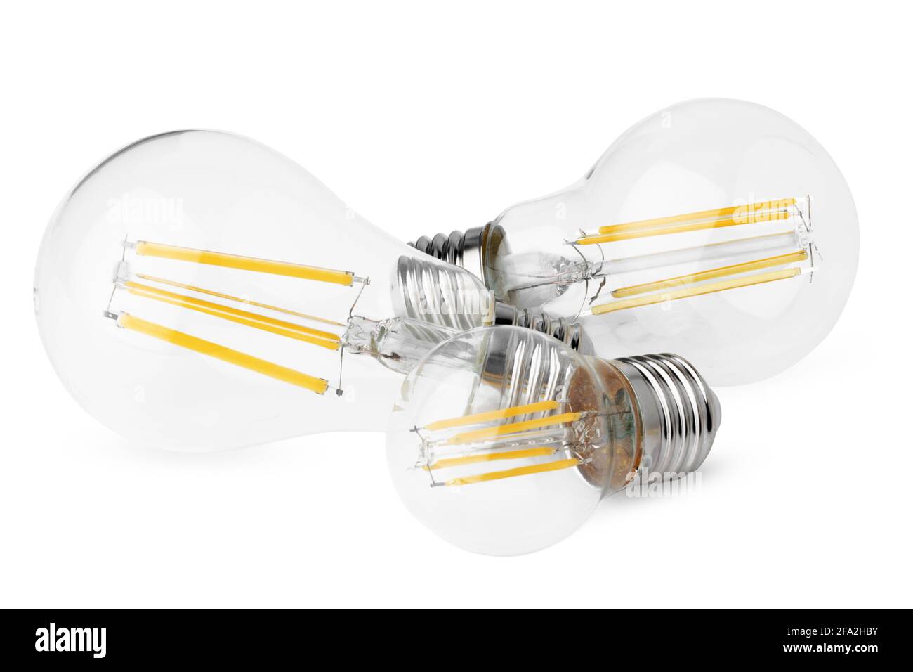 Three light bulbs isolated on white background Stock Photo - Alamy
