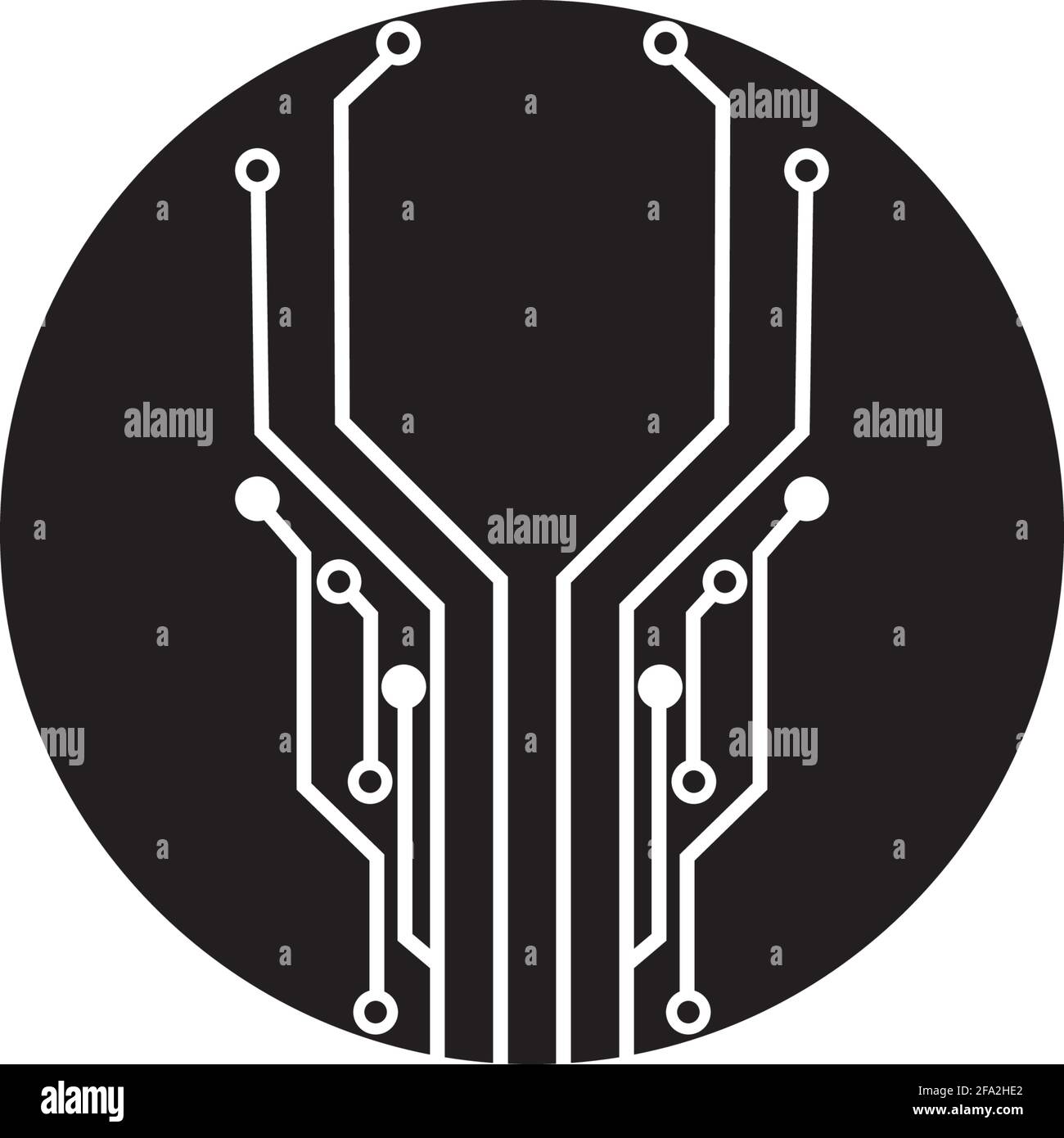 circuit board in the circle icon.technology logo design template symbol ...