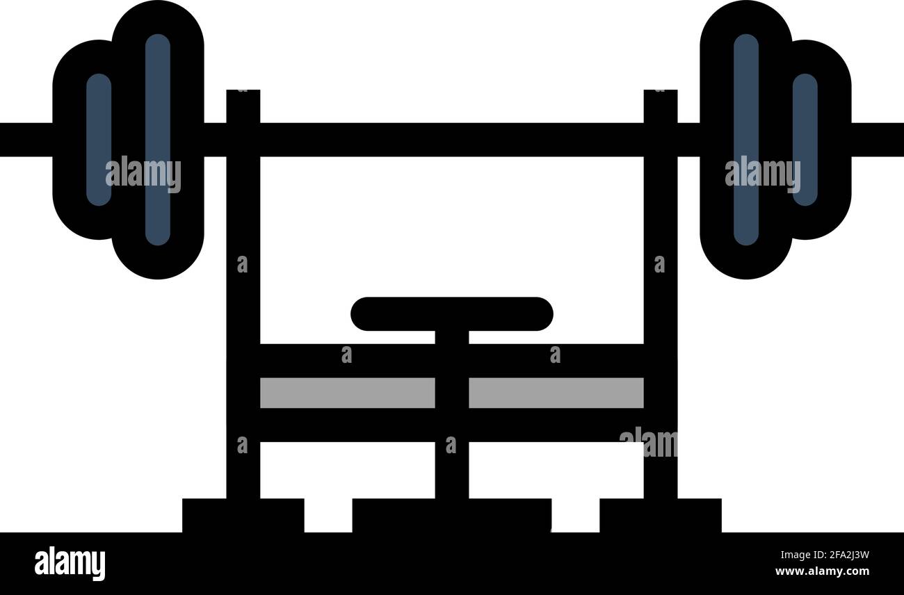Icon Of Bench With Barbell. Editable Bold Outline With Color Fill ...