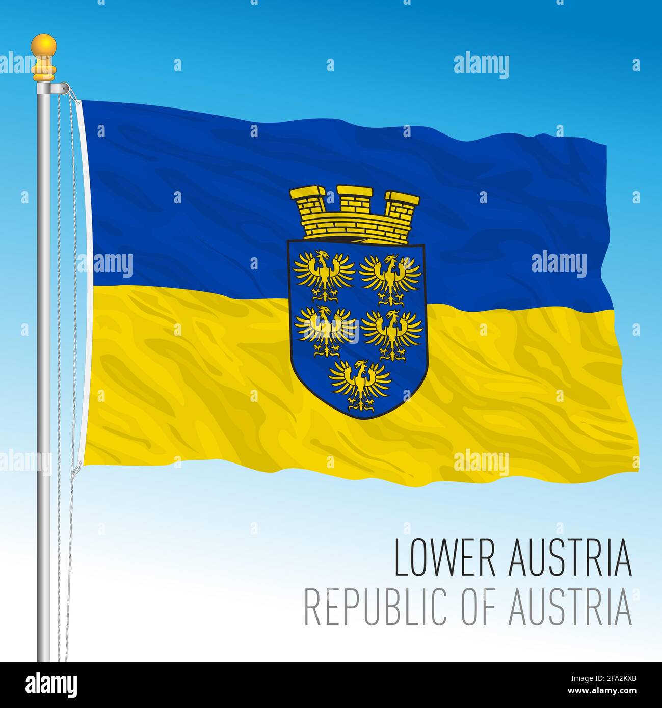 Lower Austria official regional flag, land of Republic of Austria ...