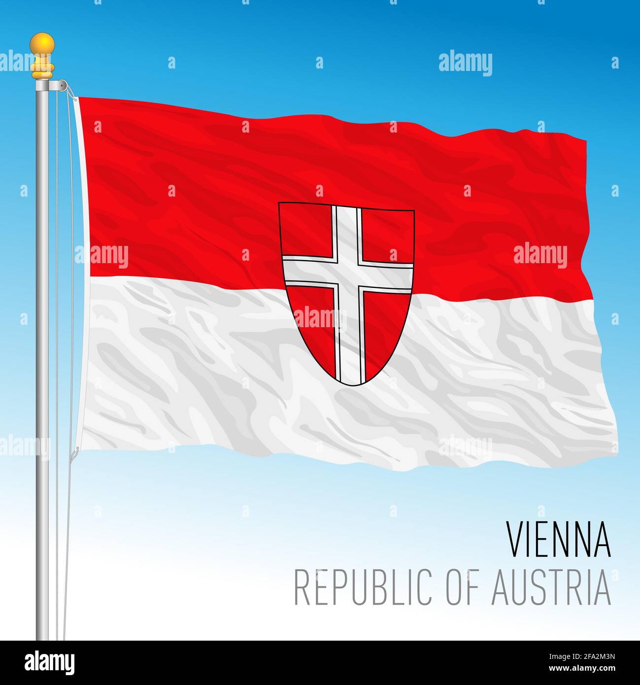 Vienna official regional flag, land of Republic of Austria, vector ...