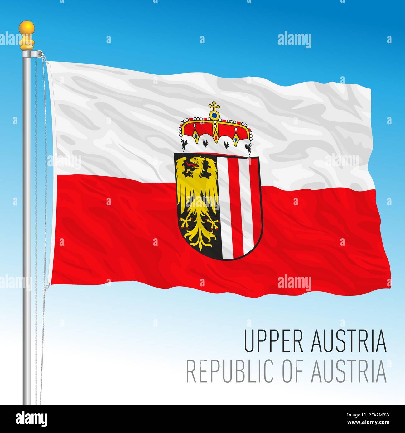Upper Austria official regional flag, land of Republic of Austria ...