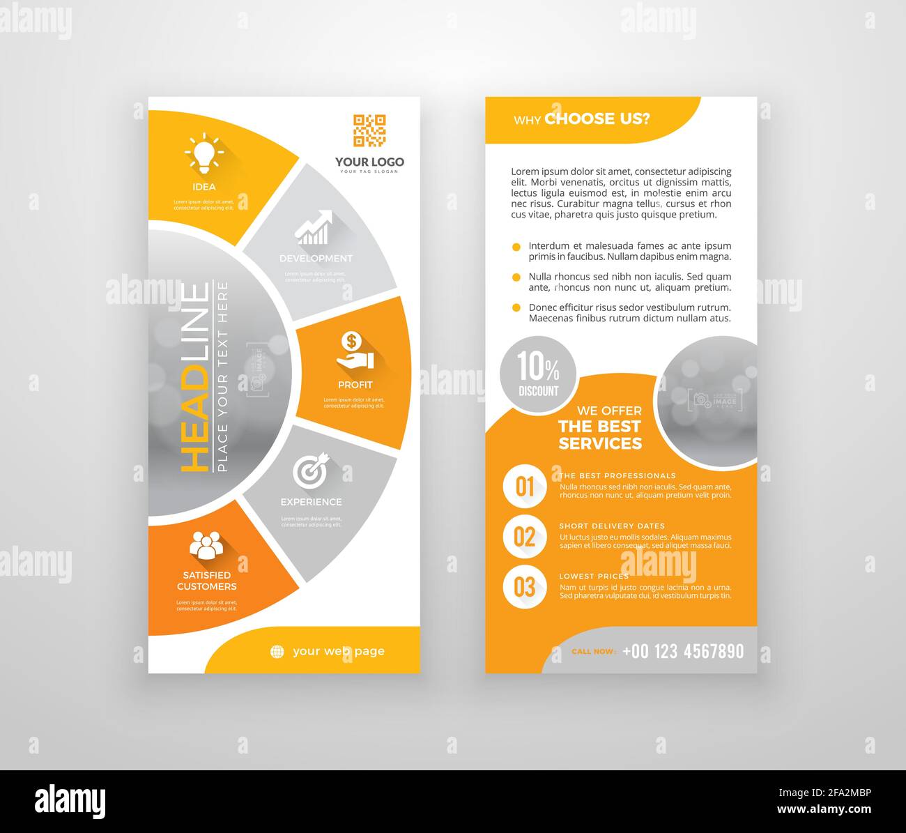 Double-sided DL flyer design. Brochure or flyer template. Layout with ...