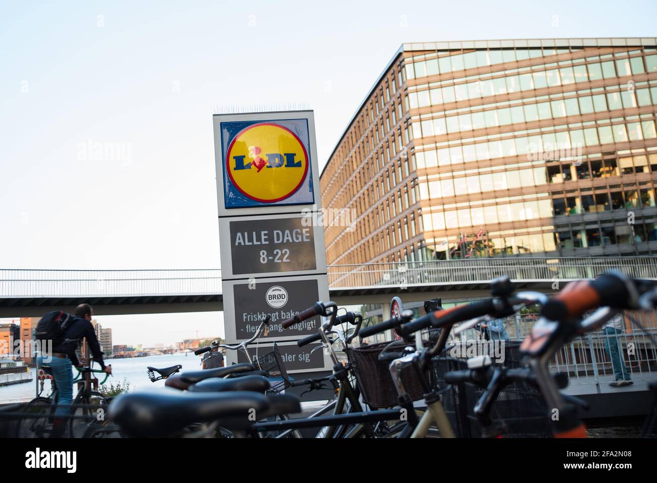Copenhagen, Denmark - September 14, 2020. Lidl shop sign located next ...