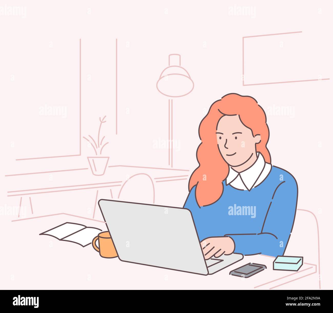 Boss sitting table in Stock Vector Images - Alamy