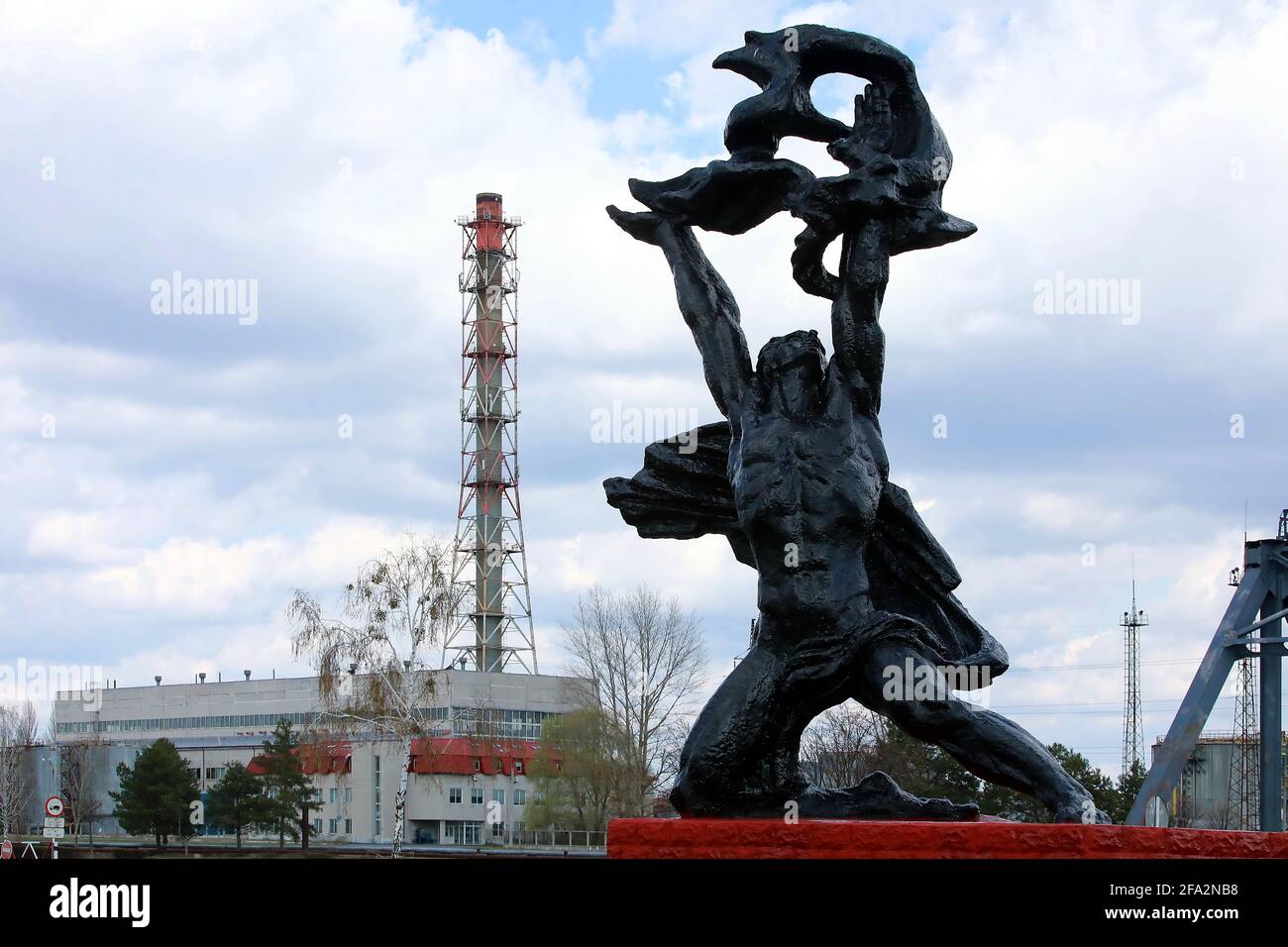 KYIV REGION, UKRAINE - APRIL 21, 2021 - The statue of Prometheus is ...