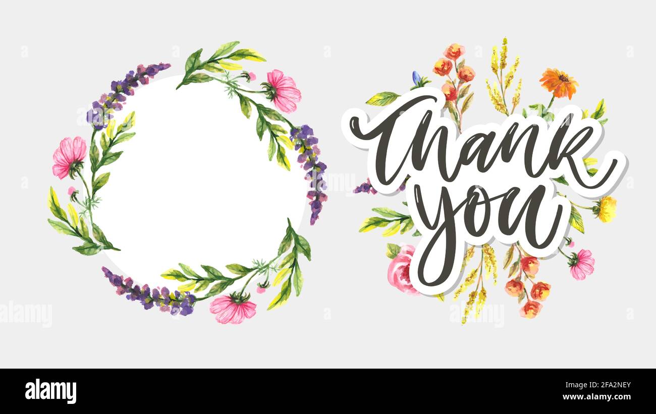 Cute Thank You Script Card Stock Vector Image & Art - Alamy