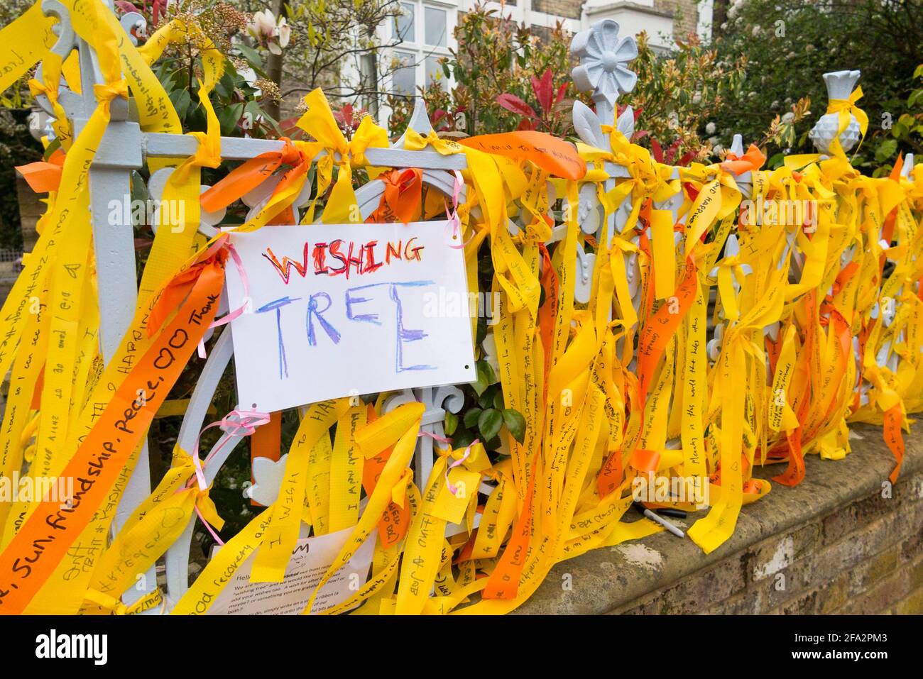 A Wishing Tree, where passers-by can write their wish on a ribbon and ...