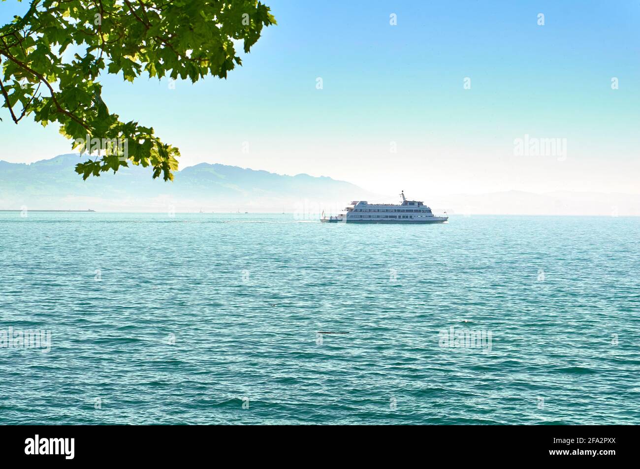 View of Lake Constance and the Alps. Floating ferry Stock Photo - Alamy