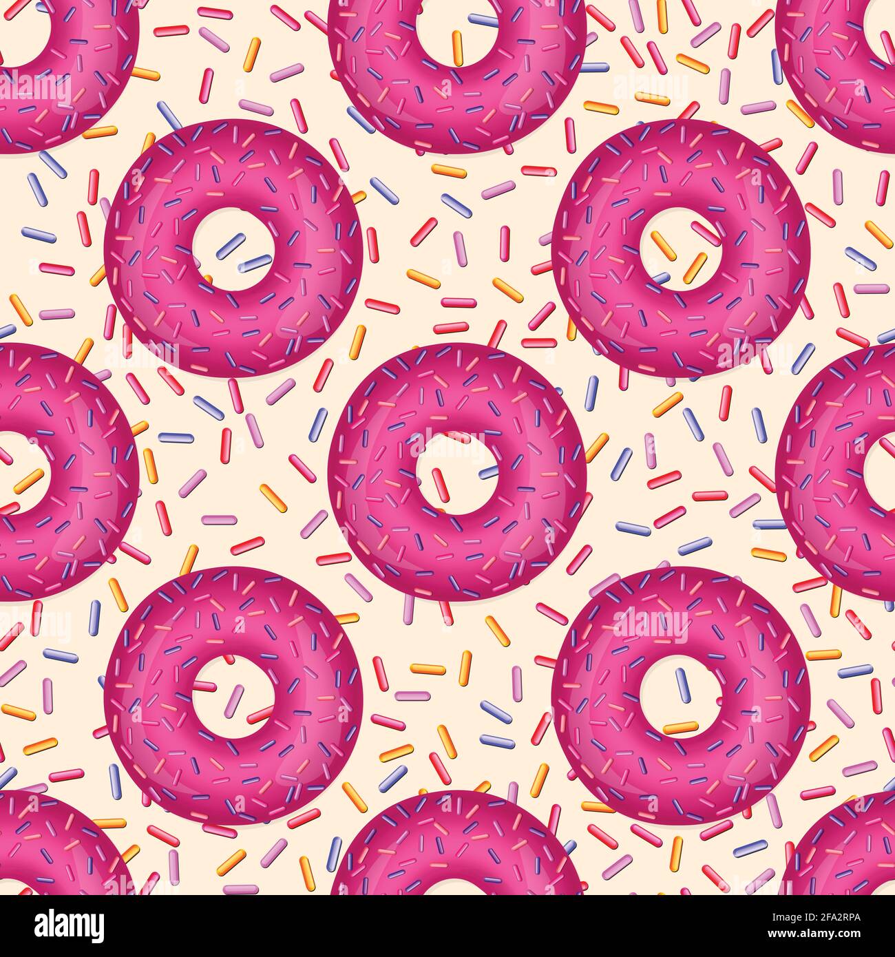 Donuts with color icing and multicolored powder on a color background ...