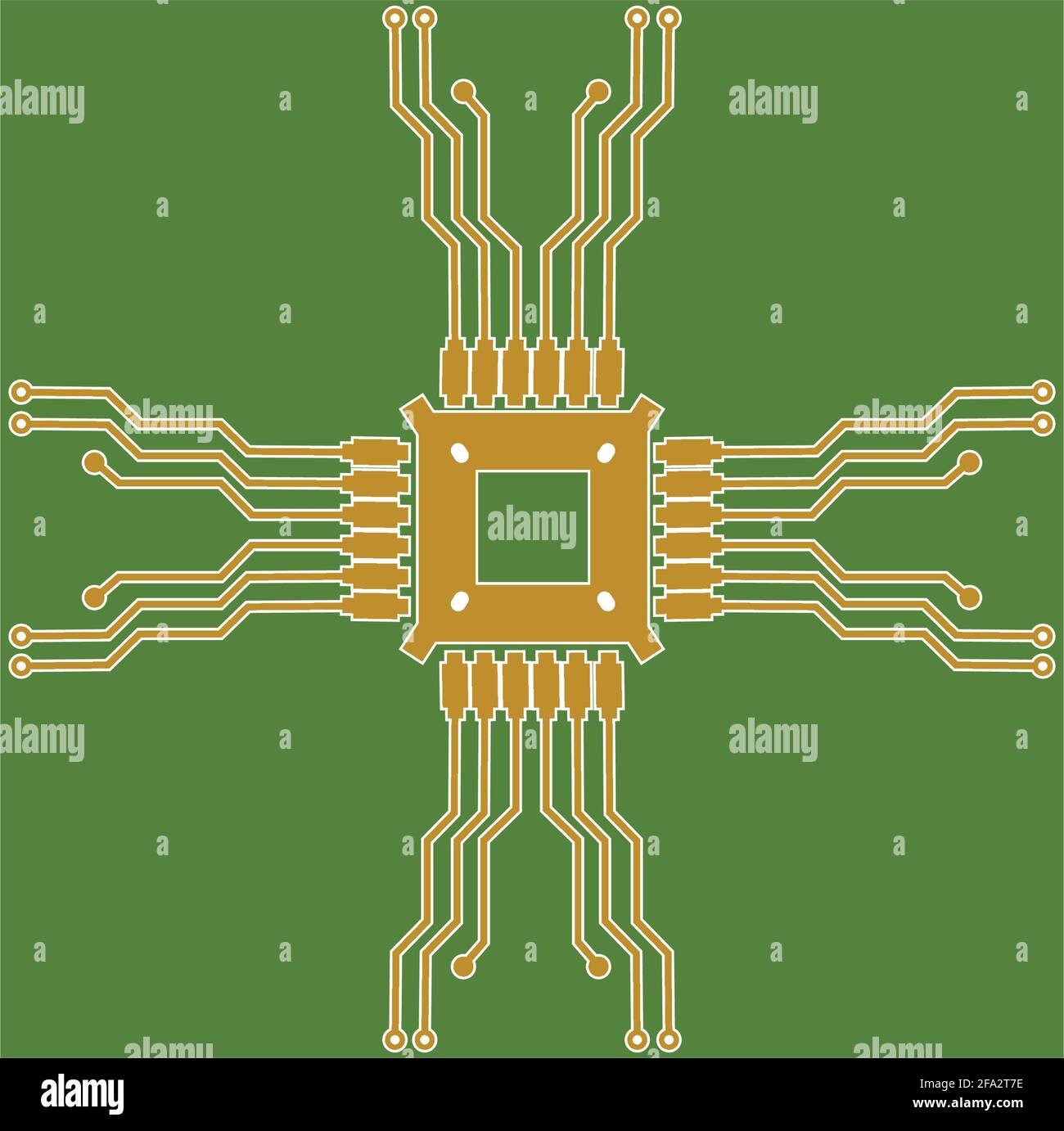Flat Microelectronics Circuits Circuit Board Vector Green Background Stock Vector Image And Art
