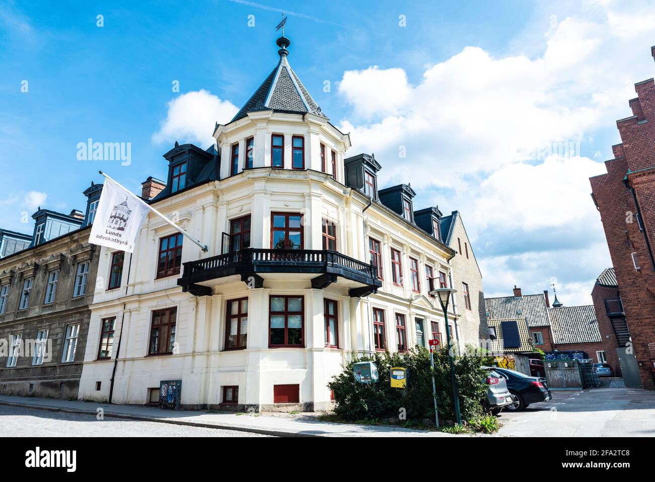 Lund, Sweden - August 30, 2019: Facade of an old classic building in ...