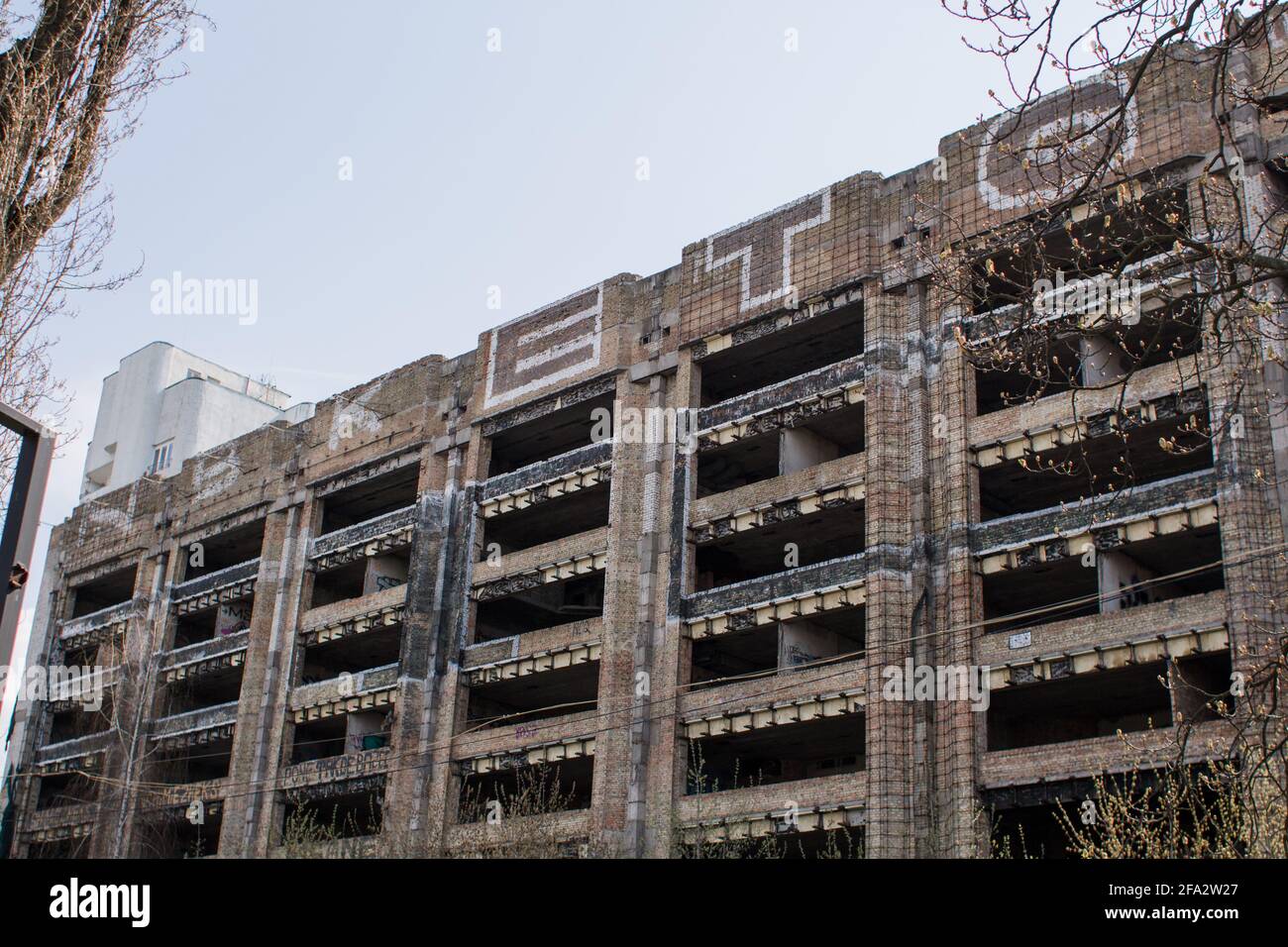an old ruined brick building in the city Stock Photo - Alamy