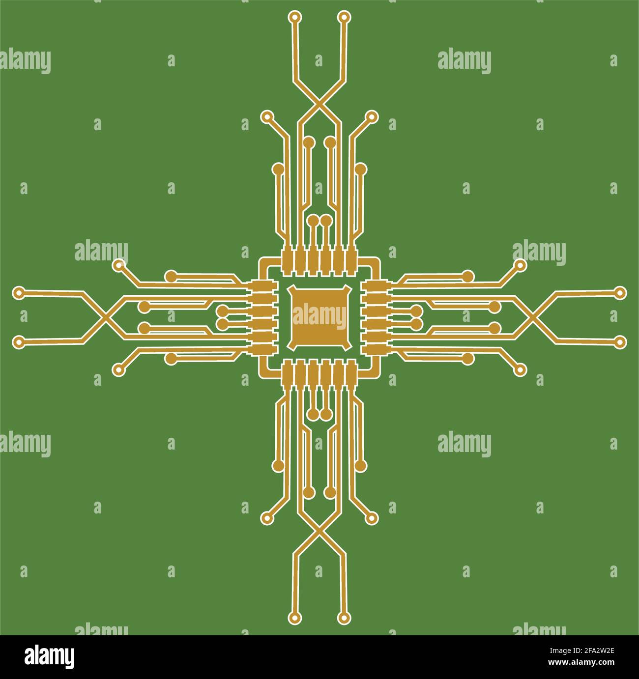 Flat Microelectronics Circuits. Circuit board vector, green background Stock Vector Image & Art ...