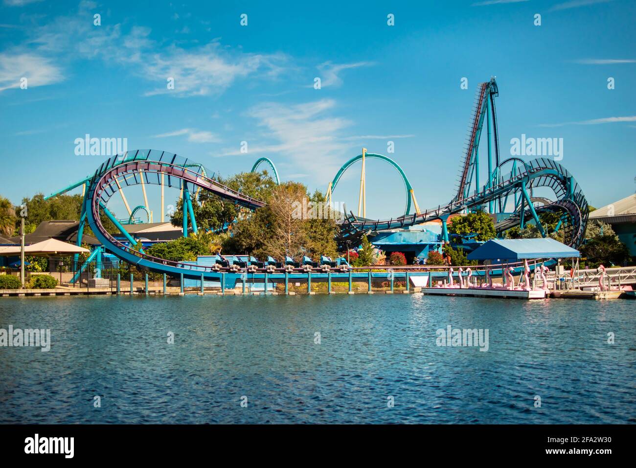 Orlando, Florida. January 14, 2021. Panoramic view of people enjoying ...