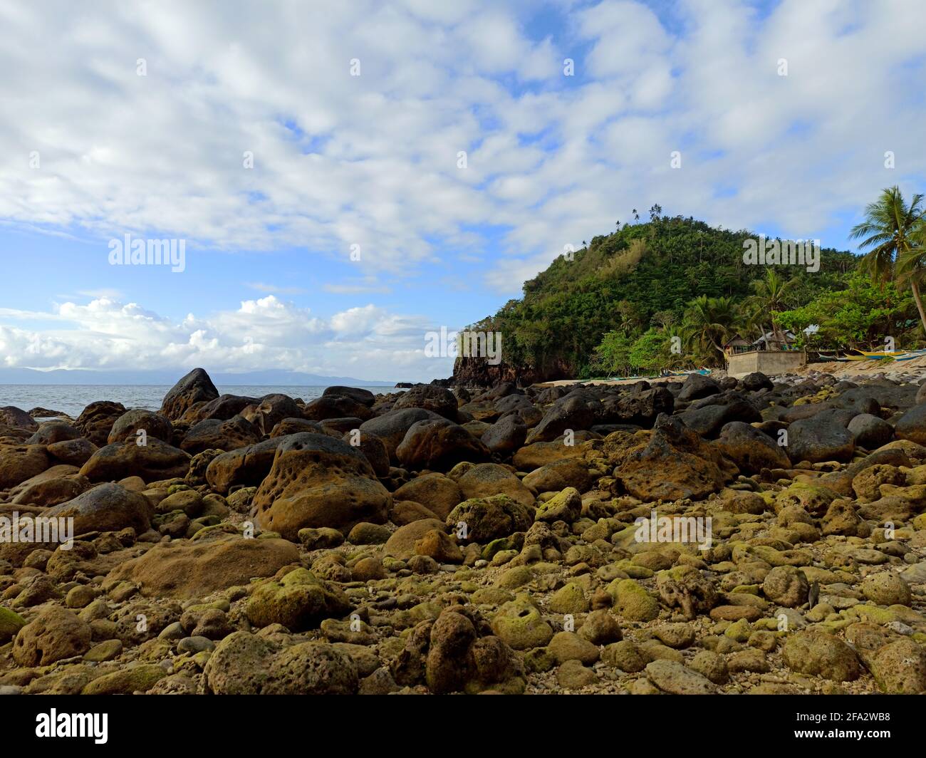 ODIONGAN, PHILIPPINES - Feb 28, 2021: Beautiful shore of Corcuera ...