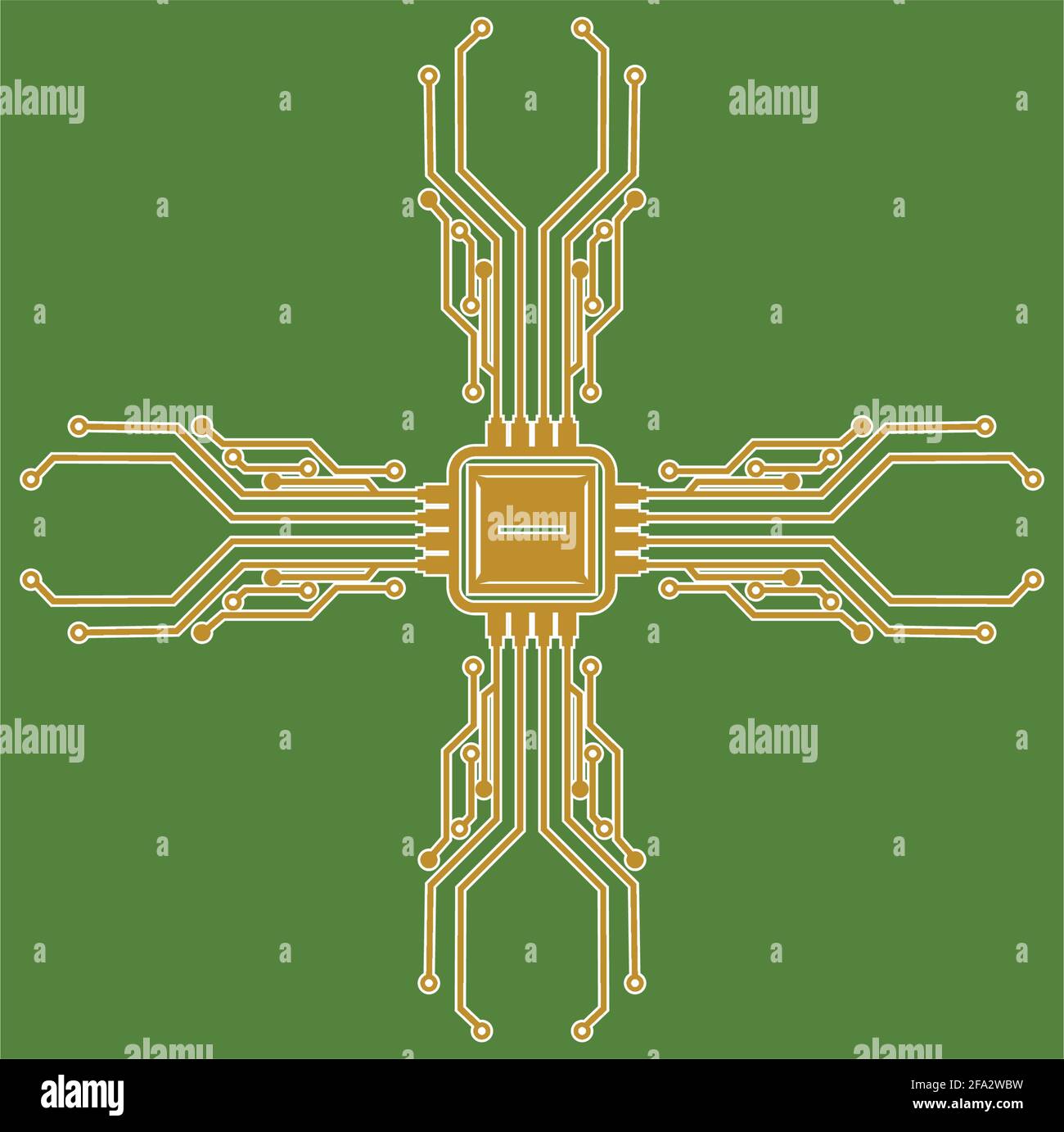 Flat Microelectronics Circuits Circuit Board Vector Green Background Stock Vector Image And Art