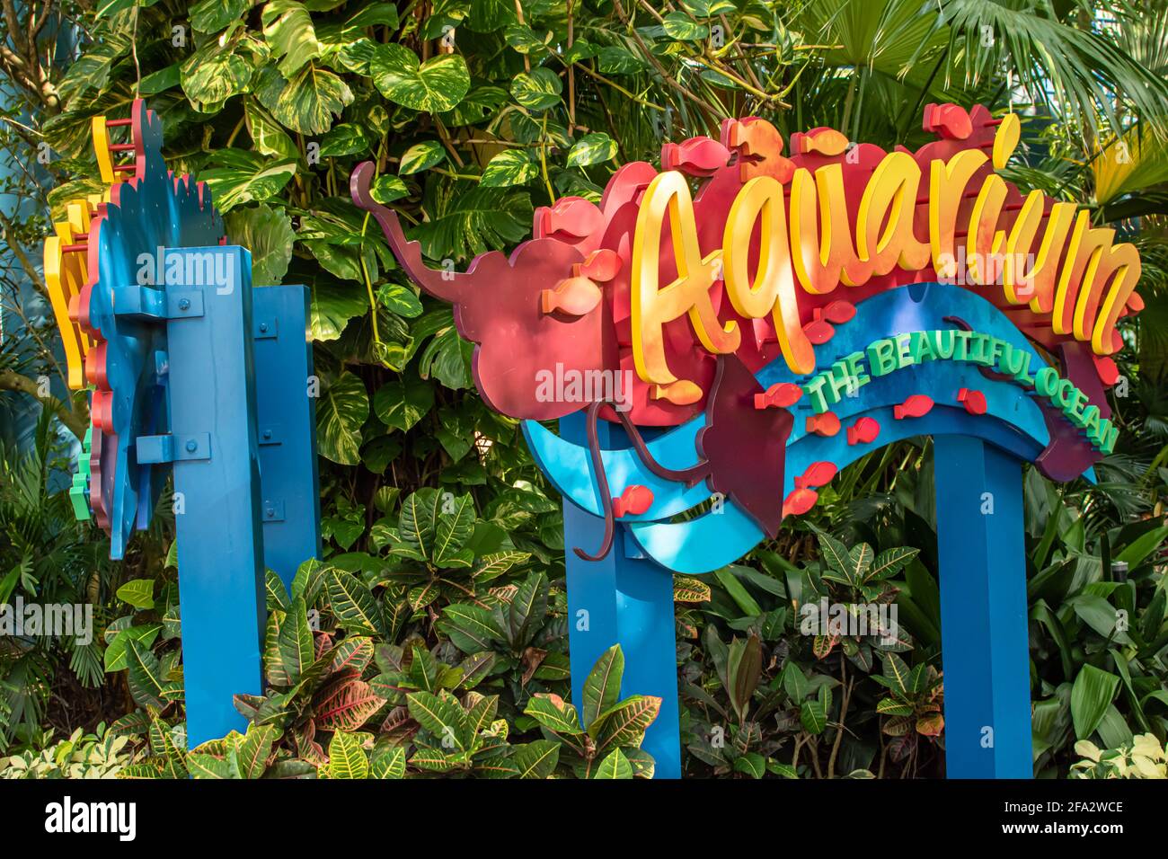 Orlando, Florida. October 15, 2020. Top view of Aquarium sign at ...