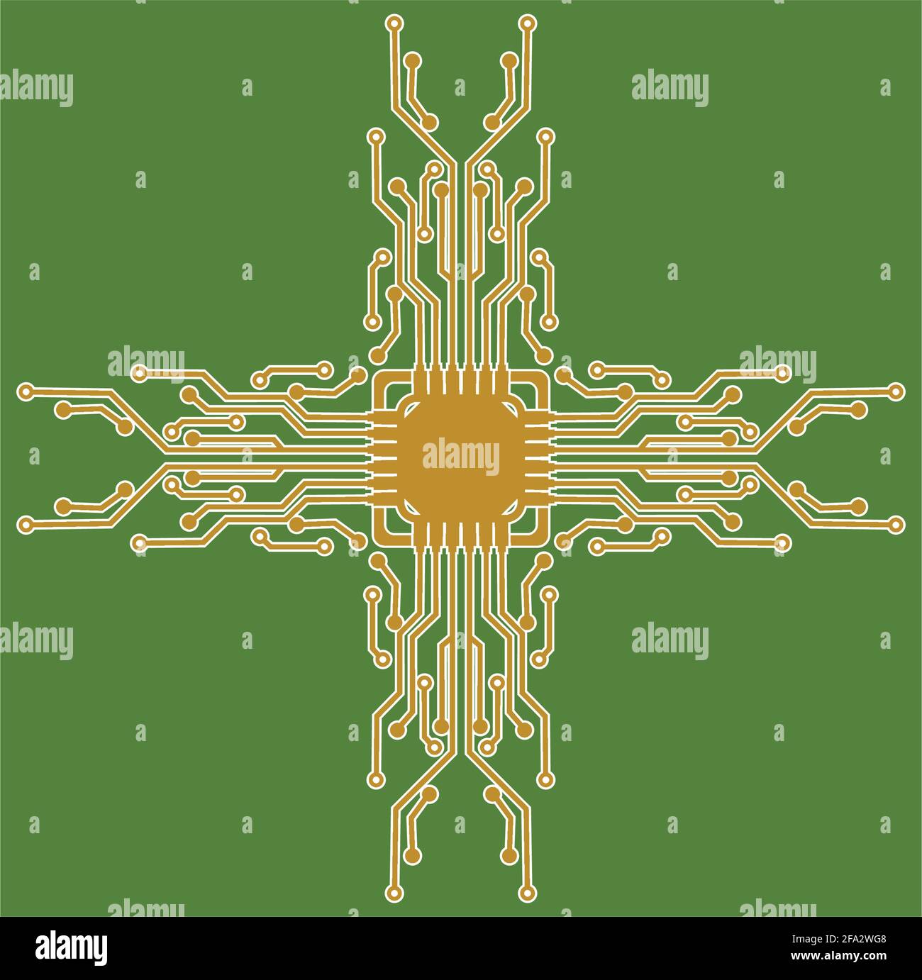 Flat Microelectronics Circuits. Circuit board vector, green background Stock Vector Image & Art ...