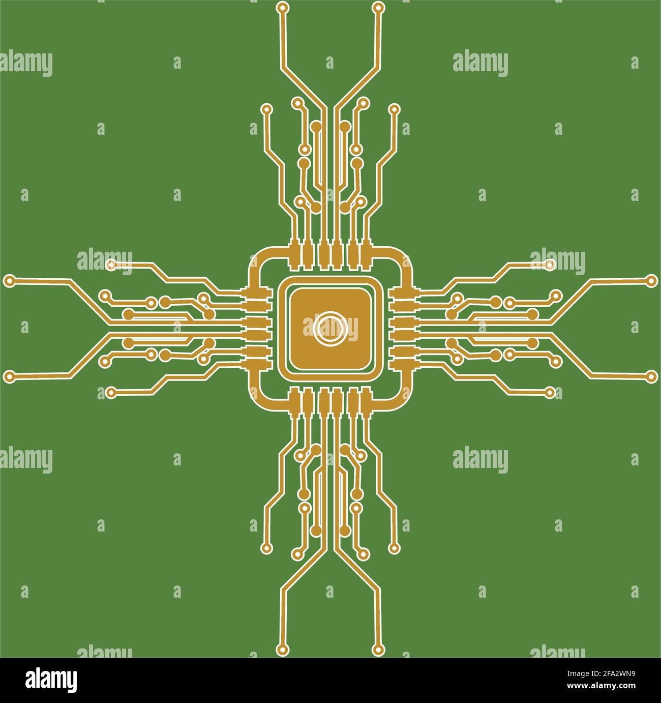 Flat Microelectronics Circuits. Circuit board vector, green background Stock Vector Image & Art ...