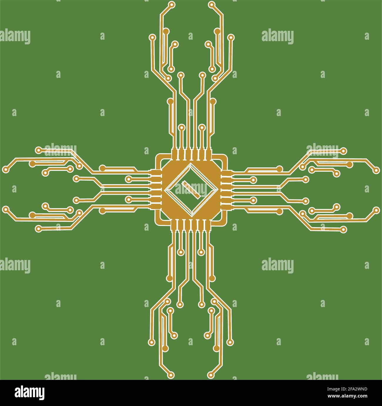 Flat Microelectronics Circuits Circuit Board Vector Green Background Stock Vector Image And Art