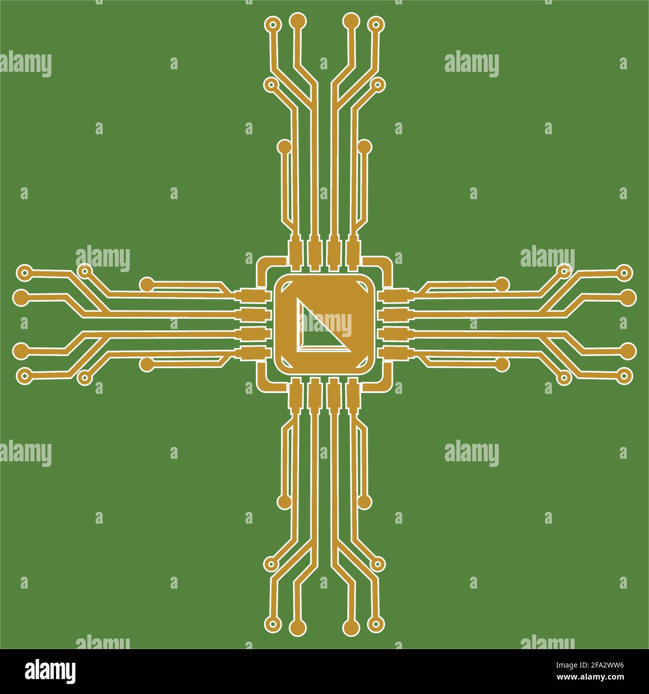 Flat Microelectronics Circuits. Circuit board vector, green background Stock Vector Image & Art ...