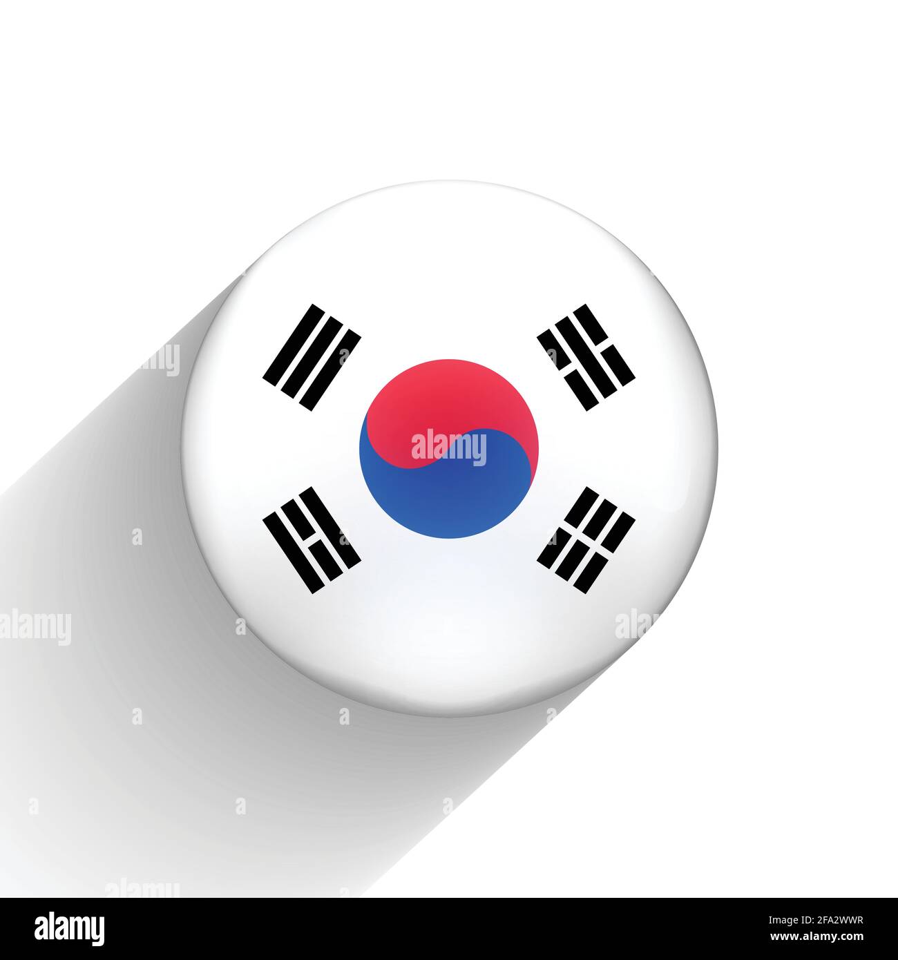 Glass light ball with flag of Korea. Round sphere, template icon ...