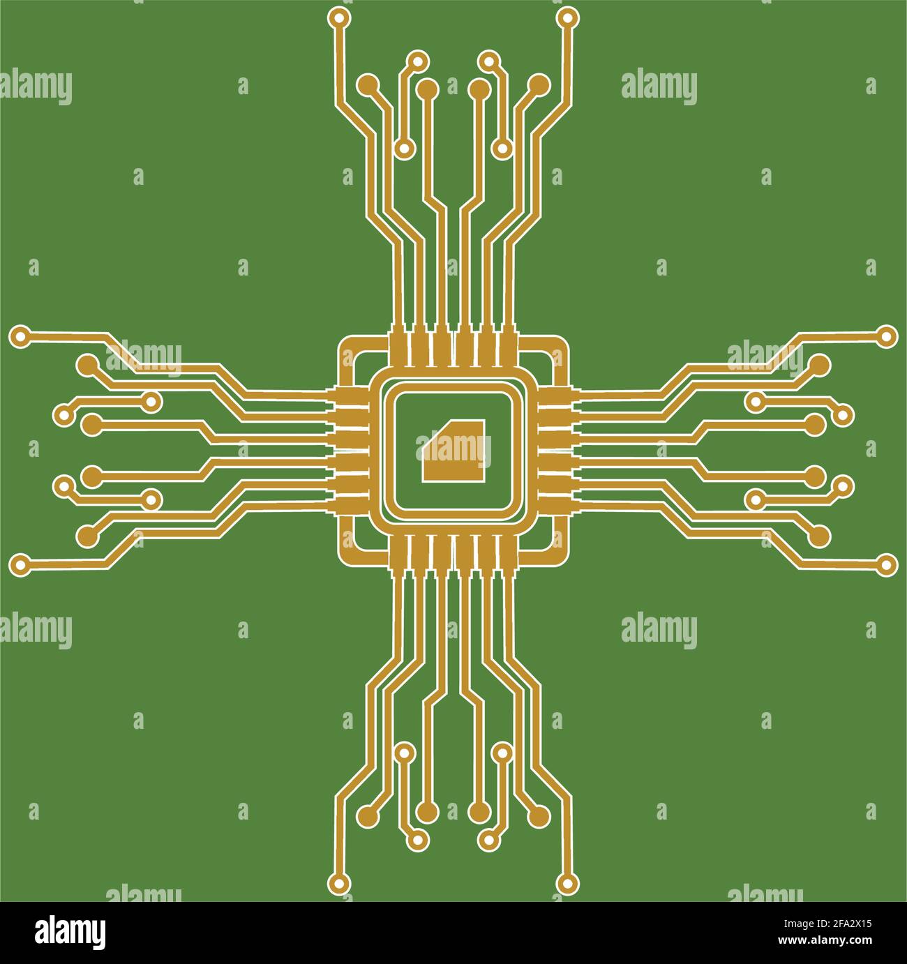 Flat Microelectronics Circuits Circuit Board Vector Green Background Stock Vector Image And Art