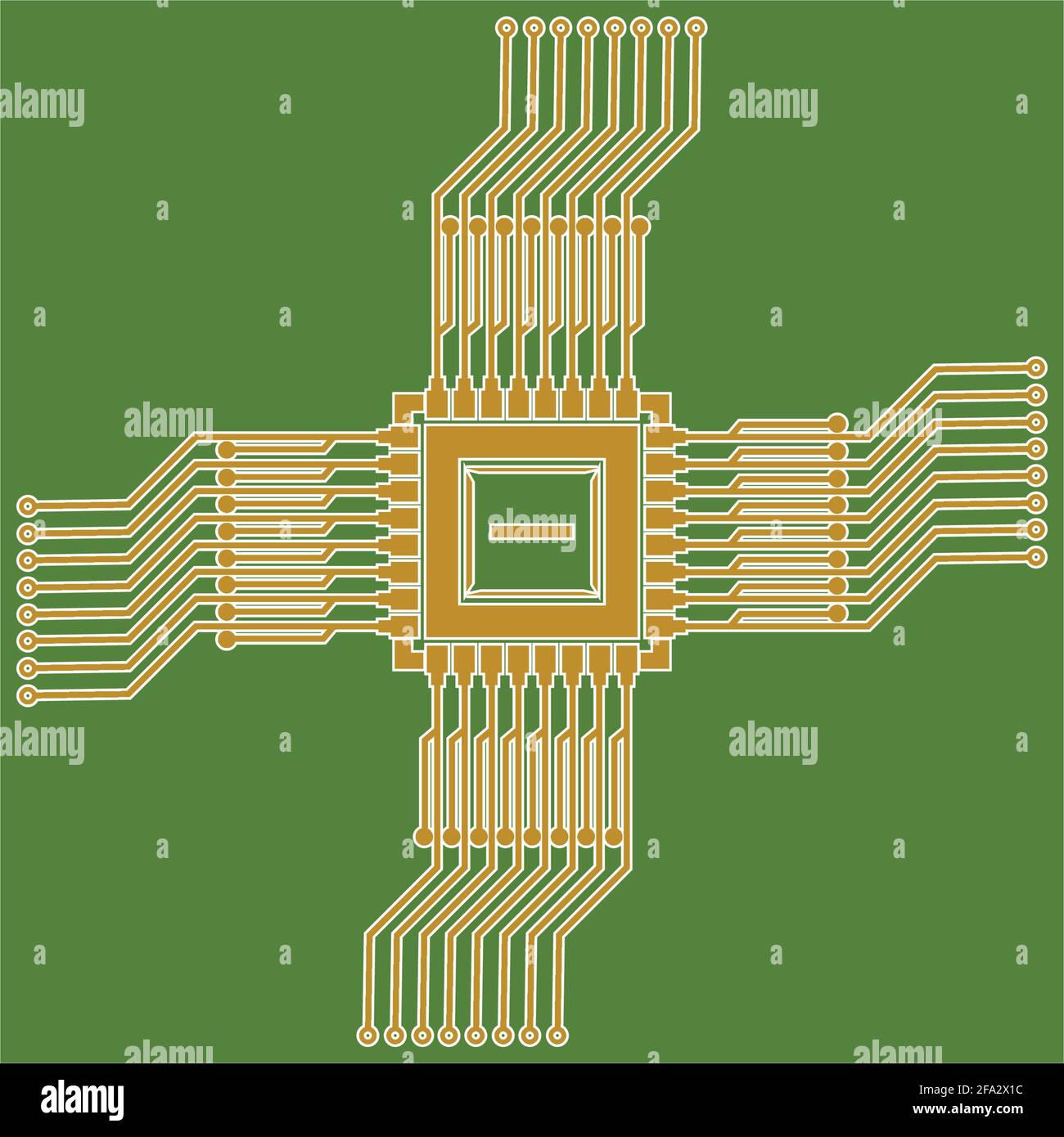 Flat Microelectronics Circuits Circuit Board Vector Green Background Stock Vector Image And Art