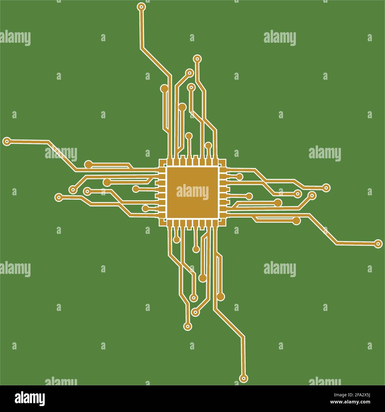Flat Microelectronics Circuits Circuit Board Vector Green Background Stock Vector Image And Art